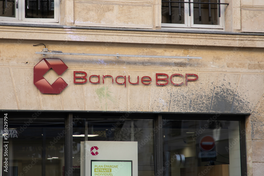 bcp banque bcp sign text brand and entrance logo banking front of ...