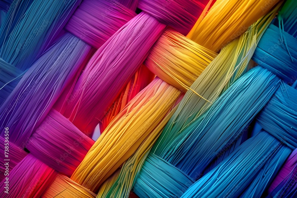 Microscopic view of textile fibers, highlighting the weaving pattern ...