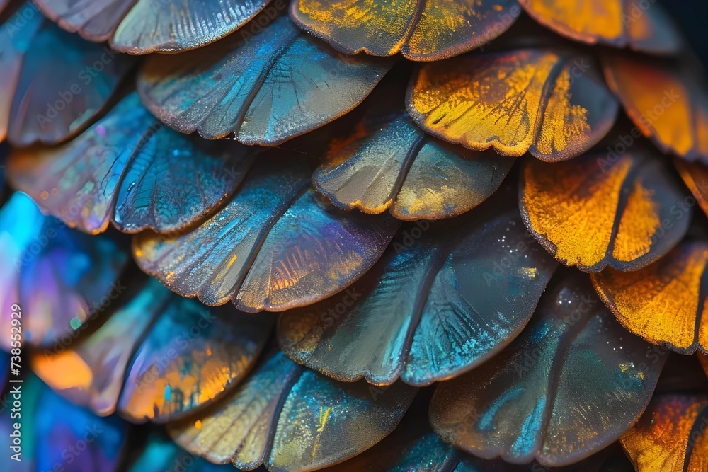 Detailed image of a fish scale under a microscope, highlighting the ...