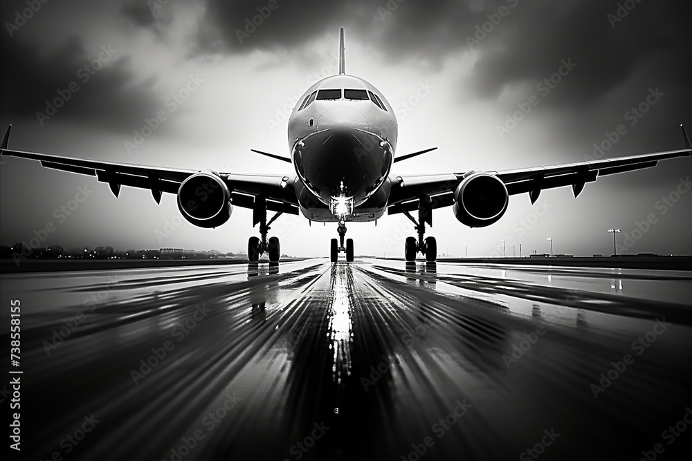Detailed close-up view of airplane takeoff showing enriching details ...