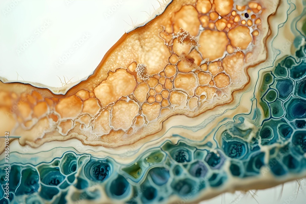Stock photo of the cross-section of a plant root under a microscope ...