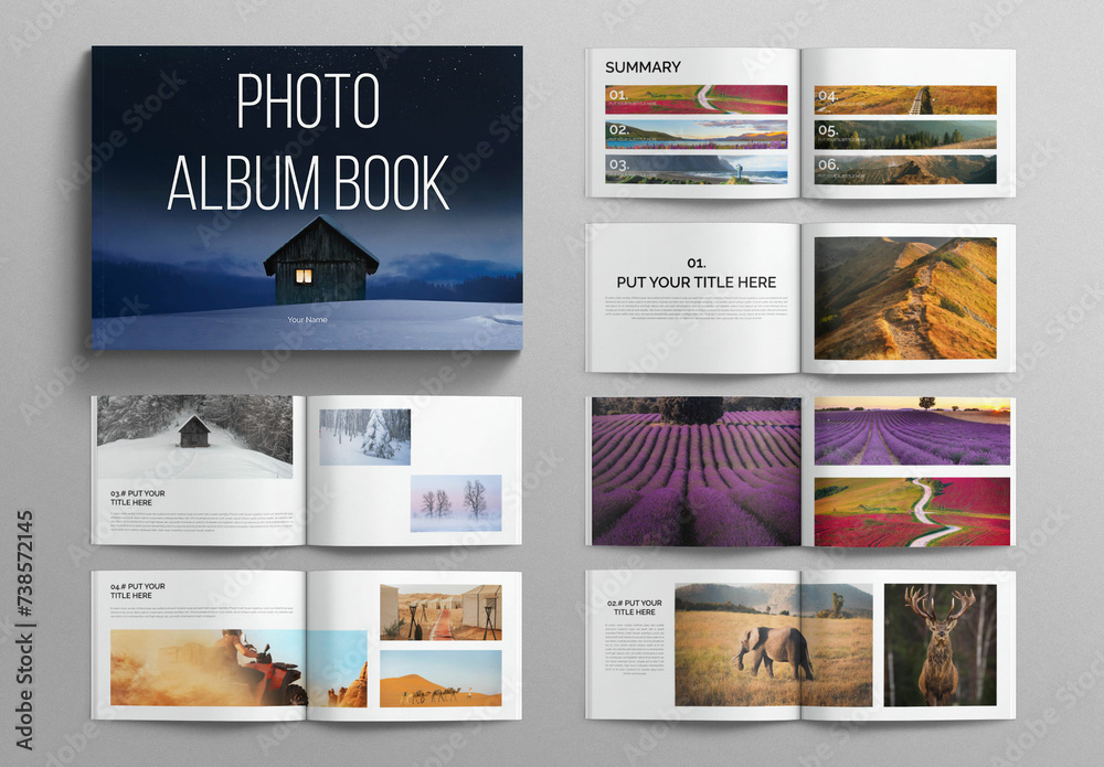 Photo Album Book Template Landscape Stock Template | Adobe Stock