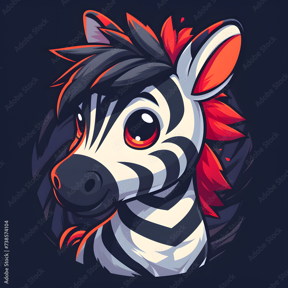 Vibrant zebra head vector illustration with a stylized mane. Modern ...