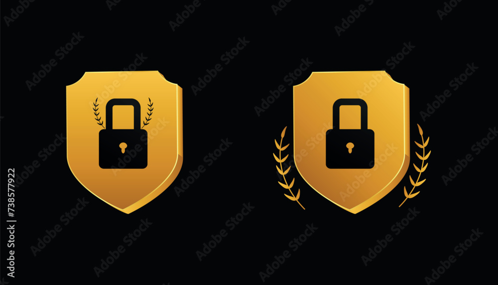 Lock symbols. Two different Pad locks icon, symbol design with a golden ...