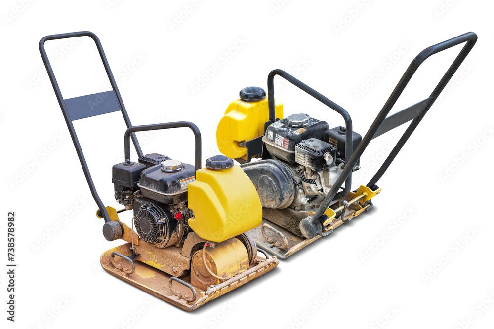 A compact vibrating plate machine is placed. The machine is designed ...