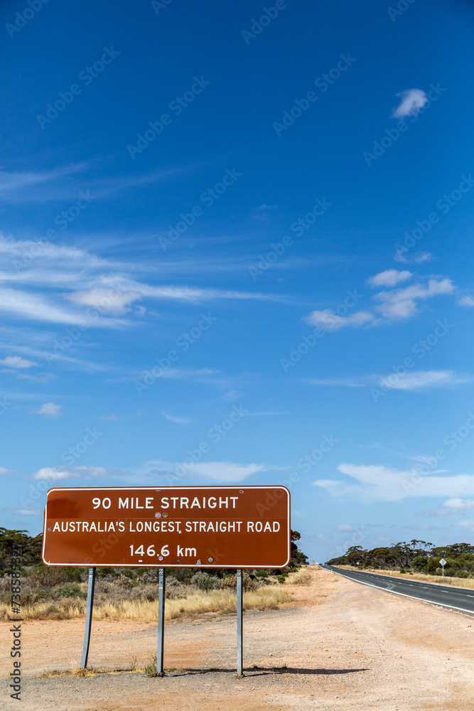 A1 Highway, the 90 Mile Straight on the Eyre Highway on the Nullarbor ...