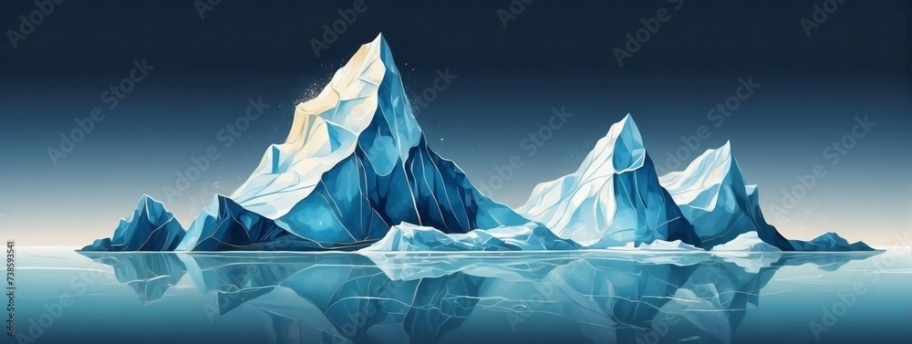 iceberg vector. Minimal polar landscape art with watercolor brush and ...