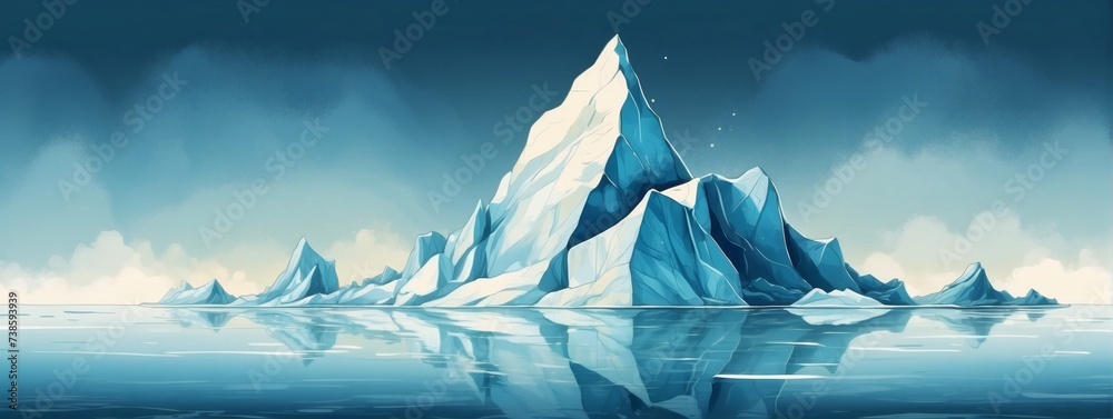 iceberg vector. Minimal polar landscape art with watercolor brush and ...