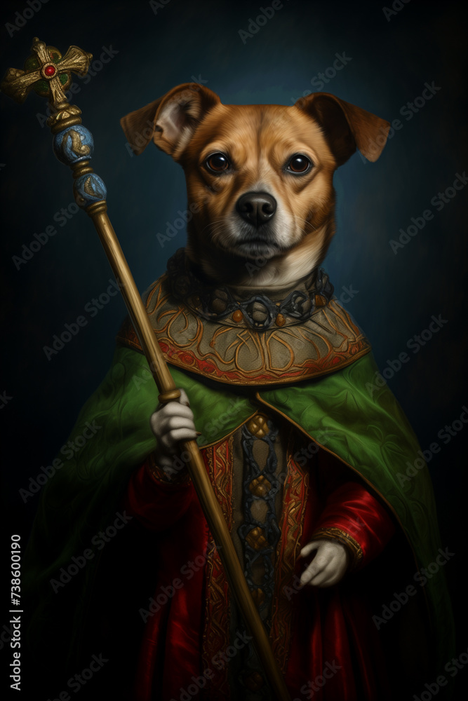 ARISTOCRATIC DOG. Noble portrait, Cloak, Scepter, Three-dimensional ...