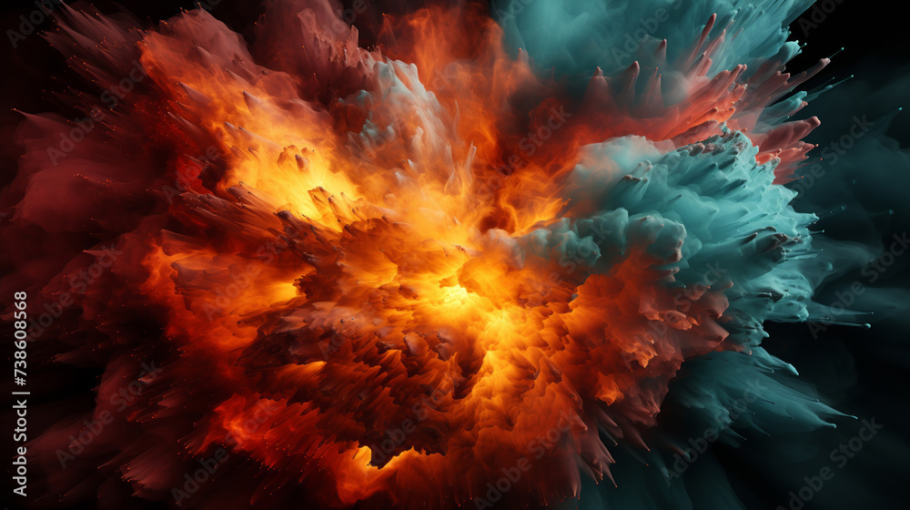 Abstract template on dust powder explosion Holi backdrop. Indian ...