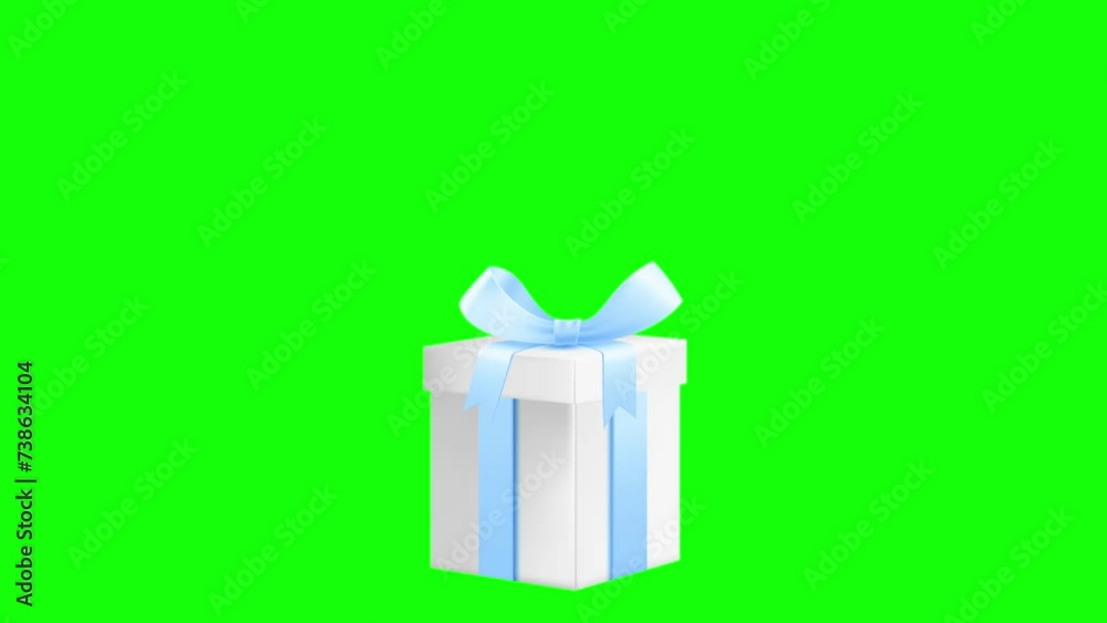 Vidéo Stock Blue gift box with blue ribbon.Animation on a green screen ...