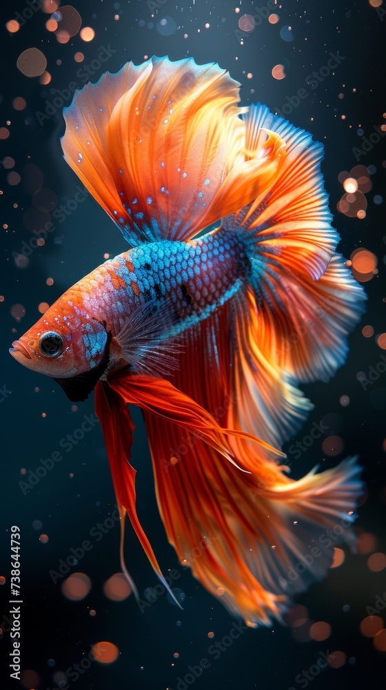 Betta fish with black hole swirl interstellar fins void bubble nest ...