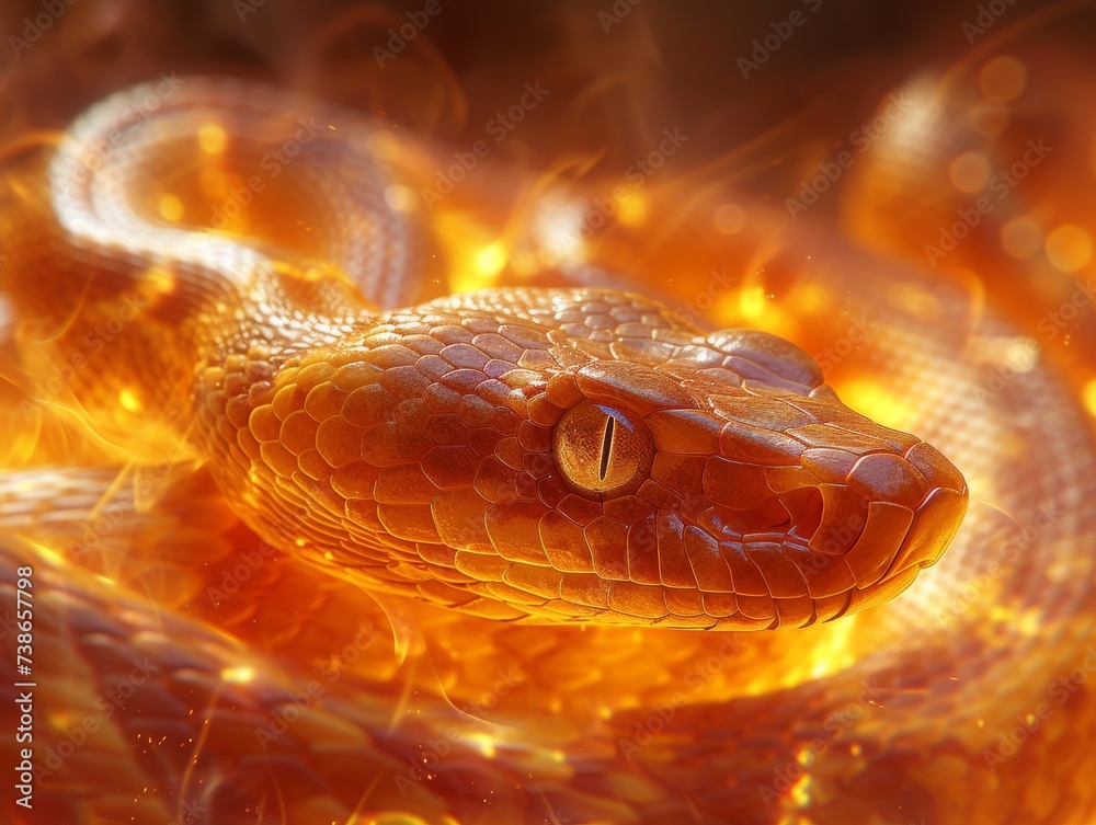 Snake with solar flare patterns sunspot slither radiant hiss Stock ...