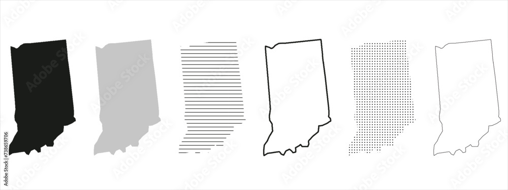 Indiana State Map Black. Indiana map silhouette isolated on transparent ...