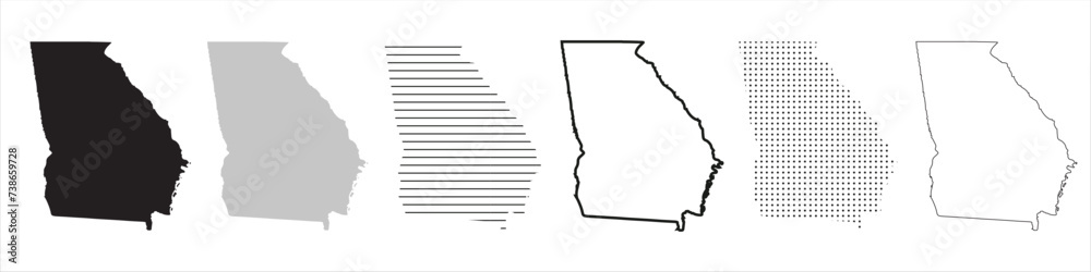 Georgia State Map Black. Georgia map silhouette isolated on transparent ...