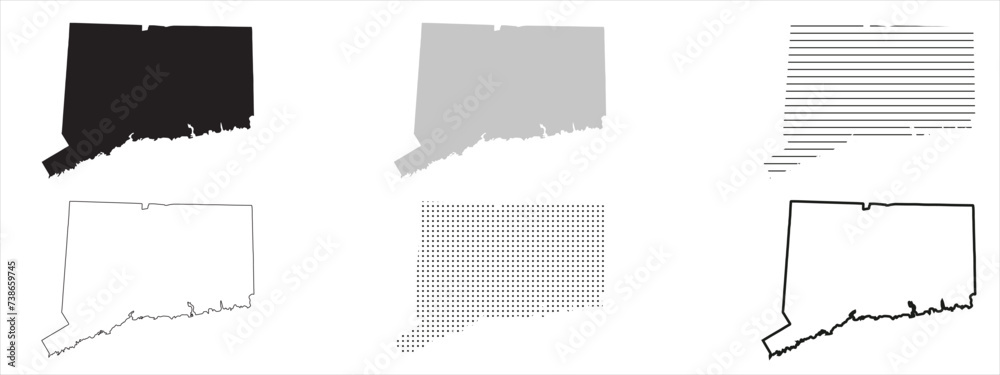 Connecticut State Map Black. Connecticut map silhouette isolated on ...