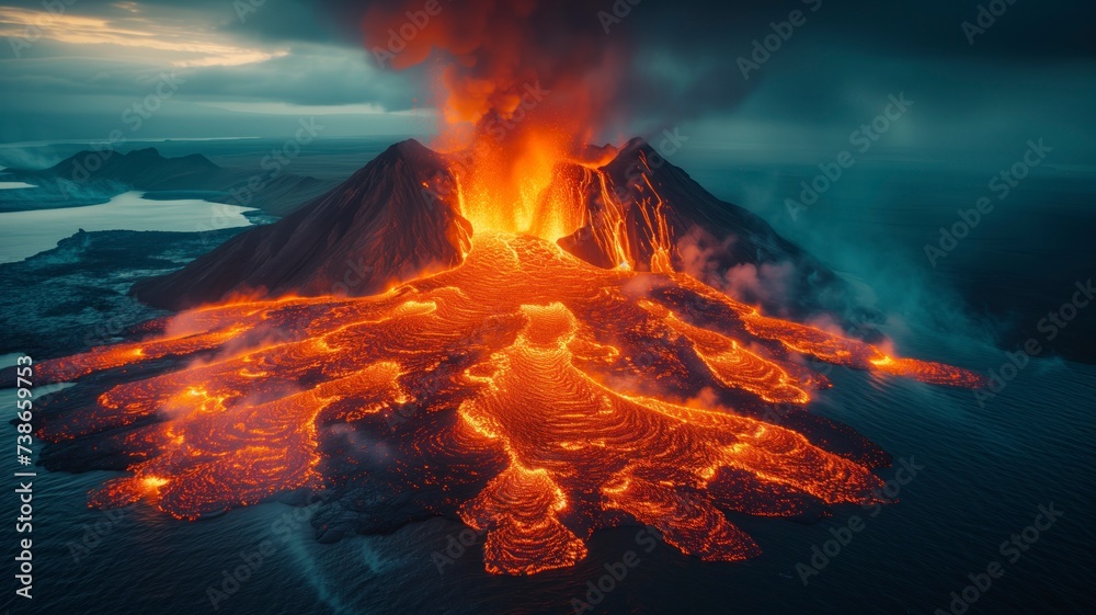 Nature's fury unleashes as a shield volcano erupts, painting the sky ...