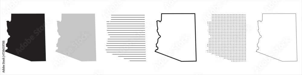 Arizona State Map Black. Arizona map silhouette isolated on transparent ...