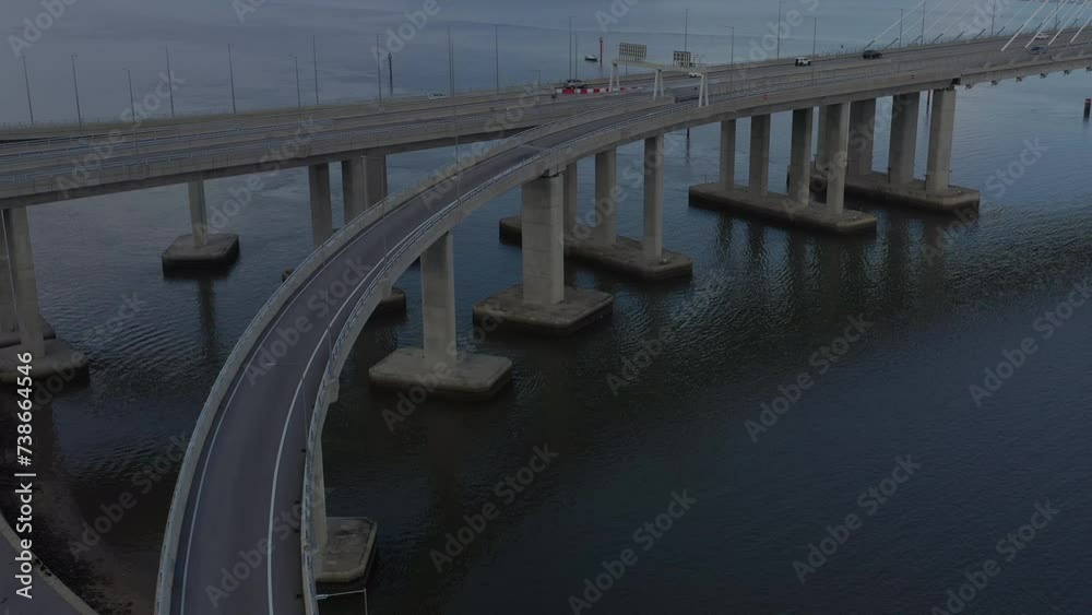 Drone view of a longest bridge in Southeast Asia, known as 'Sultan Haji ...