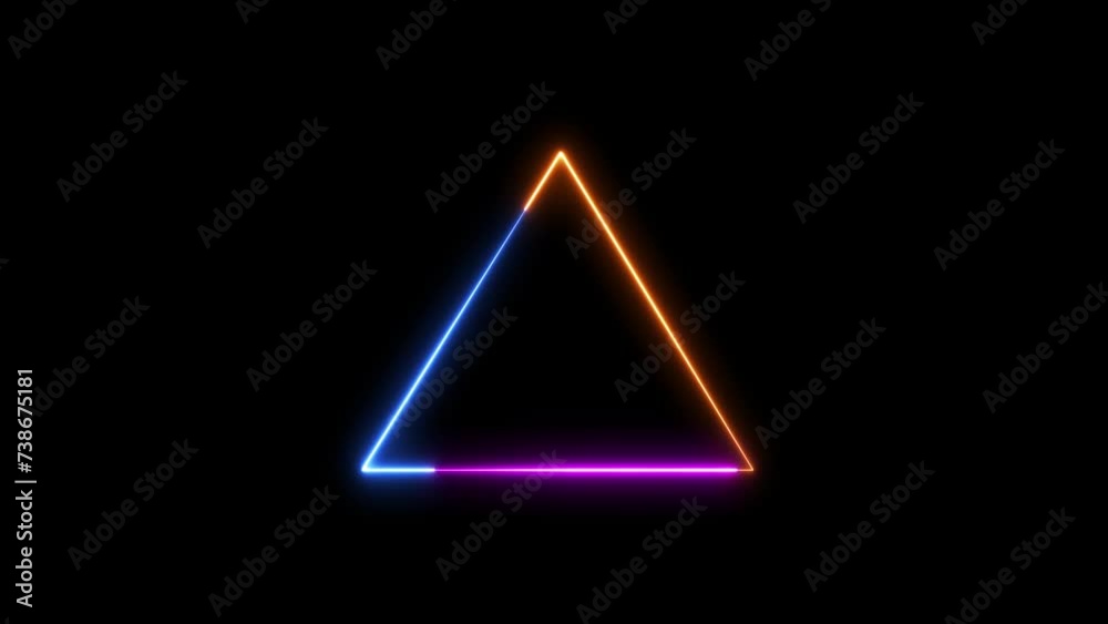Glowing line triangle frame animation. Black background HD 4k video ...