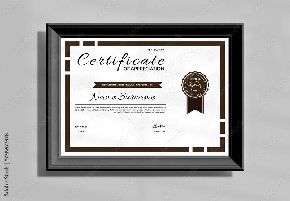 Certificate Layout With Badge Design Stock Template | Adobe Stock