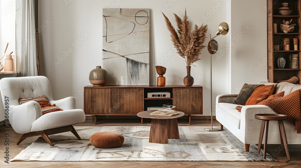 ภาพประกอบสต็อก home beautiful interior template mockup living room ...