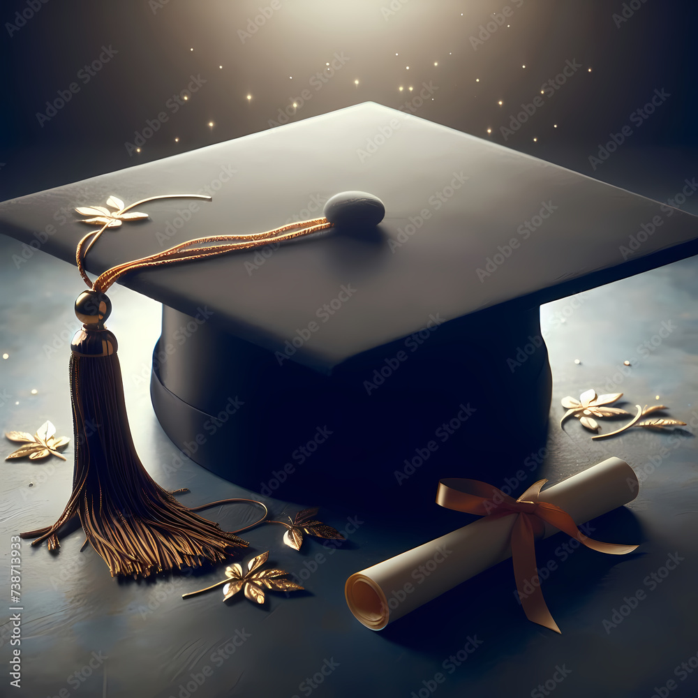 a classic university graduation hat, also known as a mortarboard ...