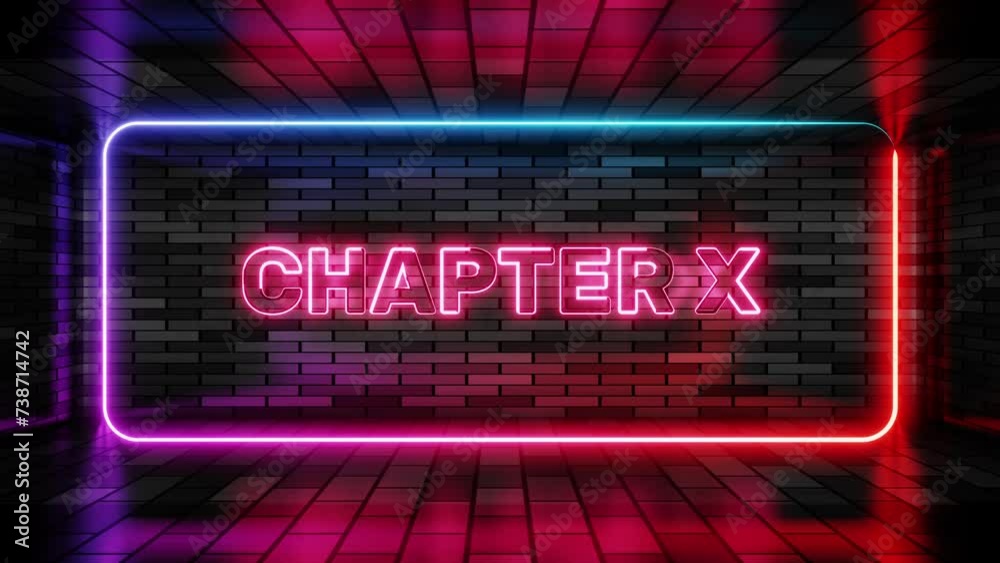 Neon sign chapter ten in speech bubble frame on brick wall background ...