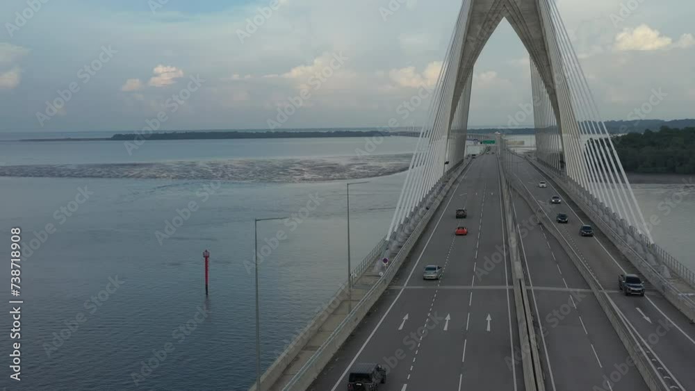 Drone view of a longest bridge in Southeast Asia, known as 'Sultan Haji ...