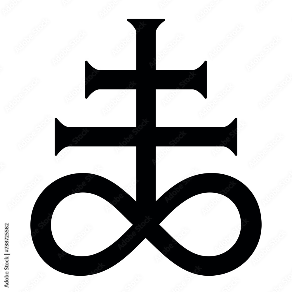 Poster Leviathan Satan Cross, black and white silhouette illustration ...