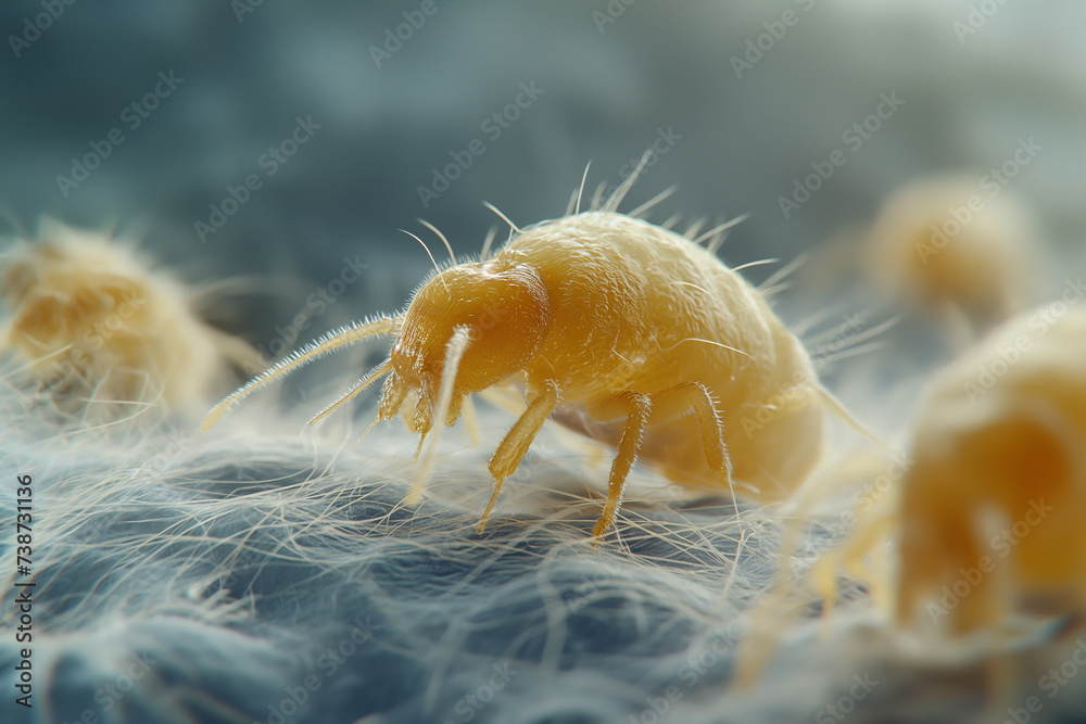 Dust mites that cling to fabric cause allergies.Dust mites that cling ...