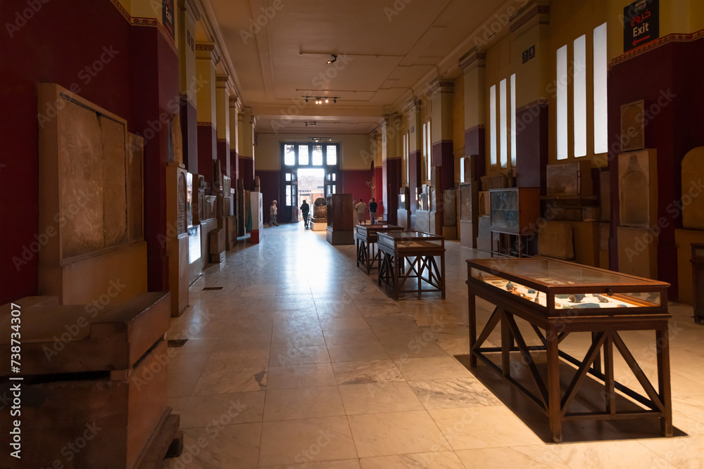 Cairo, Egypt - 09 December 2023: The beautiful Egyptian sculptures of ancient Egyptian pharaohs ...