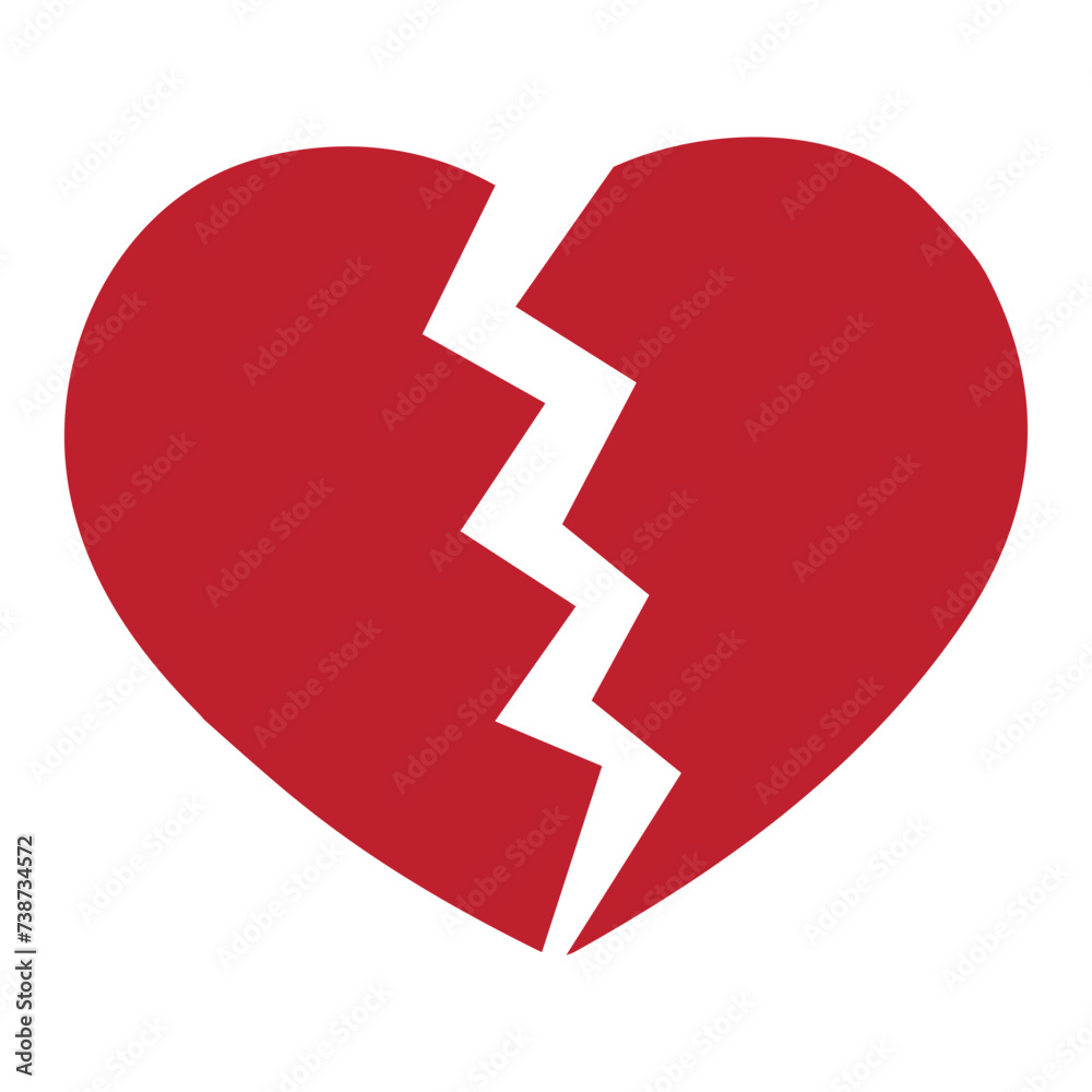 Two parts of broken heart. Valentine heart simbol. Wedding Vector heart ...