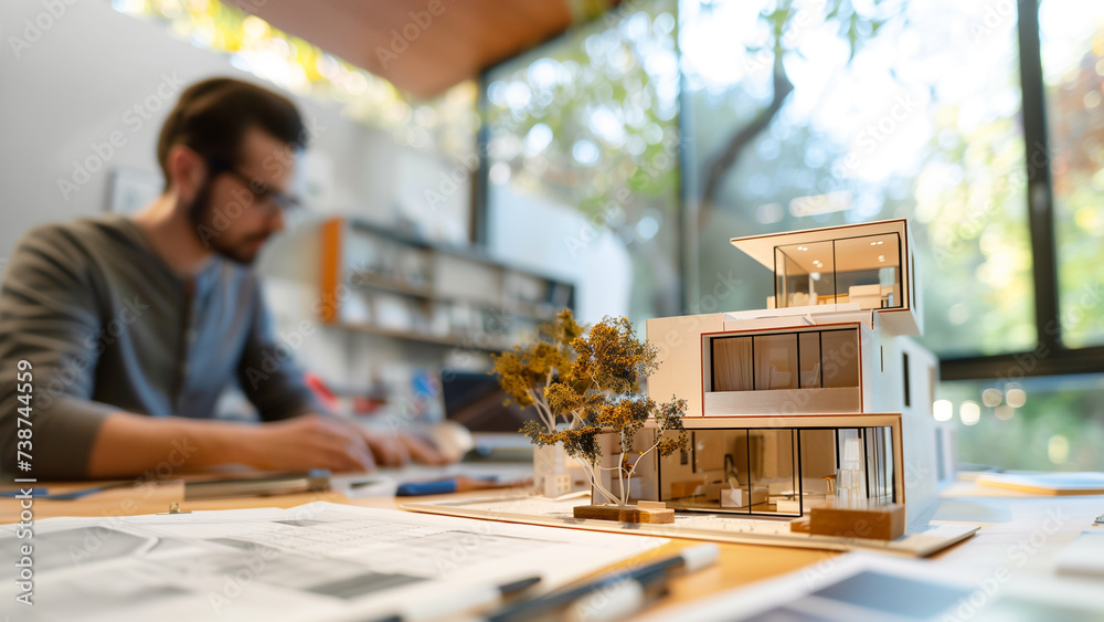 Beautiful 3-story eco-house plan miniature presentation with small ...