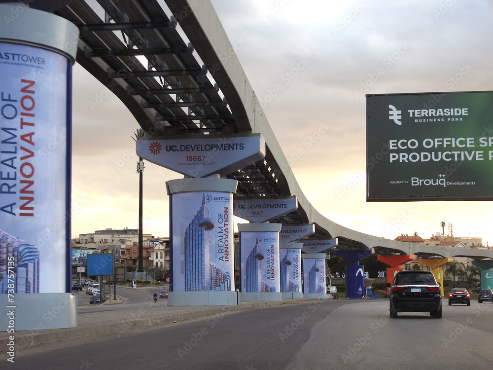 Cairo, Egypt, January 26 2024: UC. developments advertisement on Cairo ...