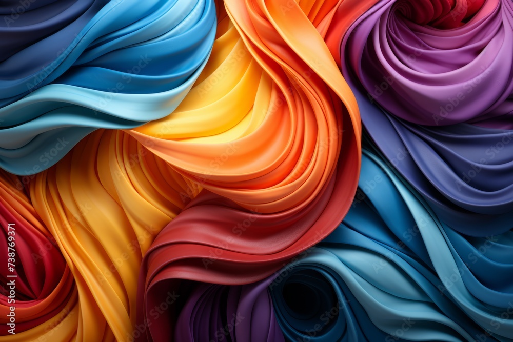 Colors of may, abstract background with waves in blue, pink, orange and ...