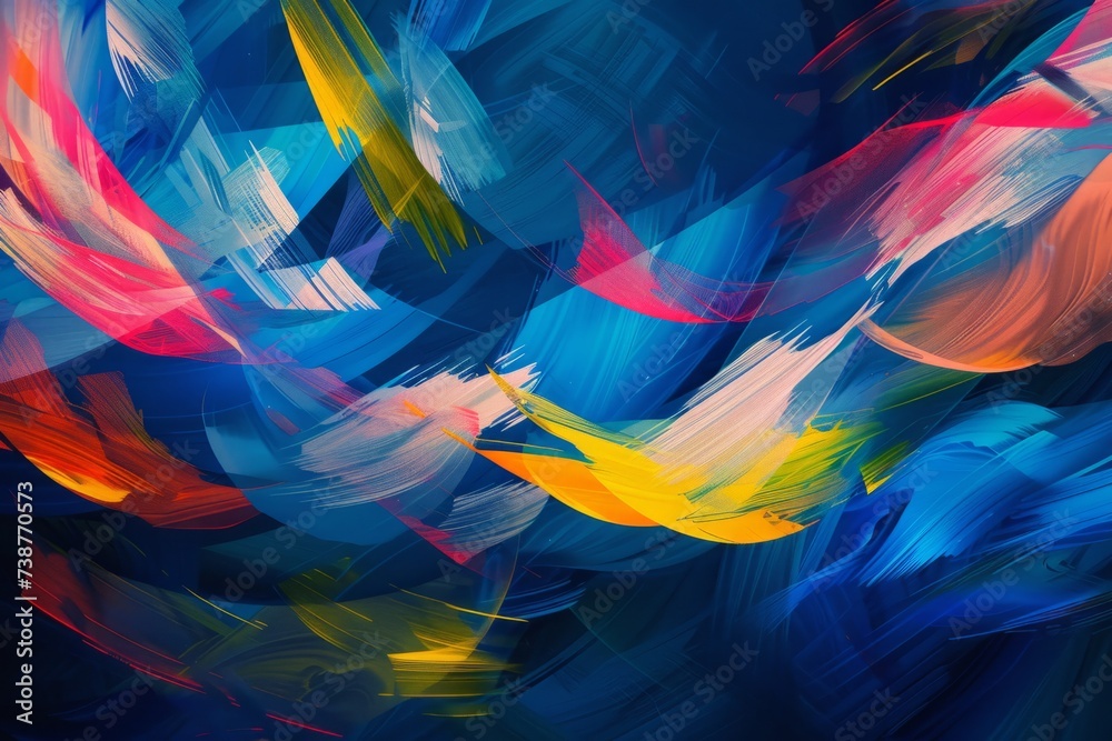 Colors of may, abstract background with waves in blue, pink, orange and ...