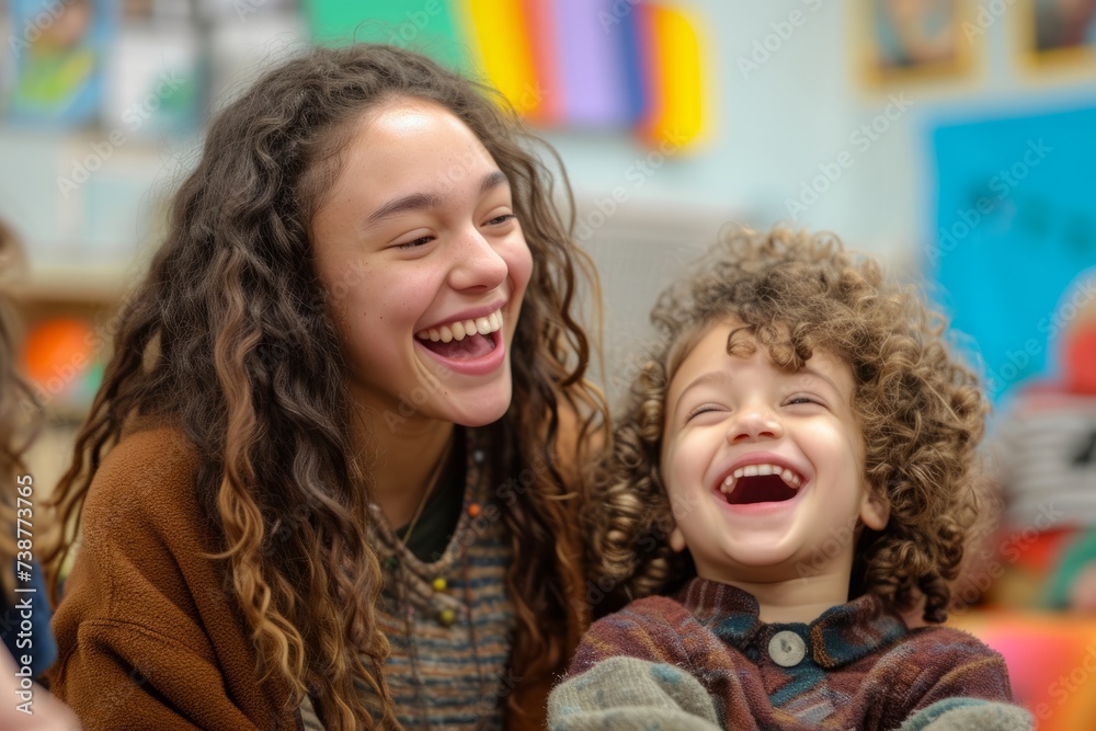 Siblings Sharing a Joyful Moment Together A heartwarming scene of an ...