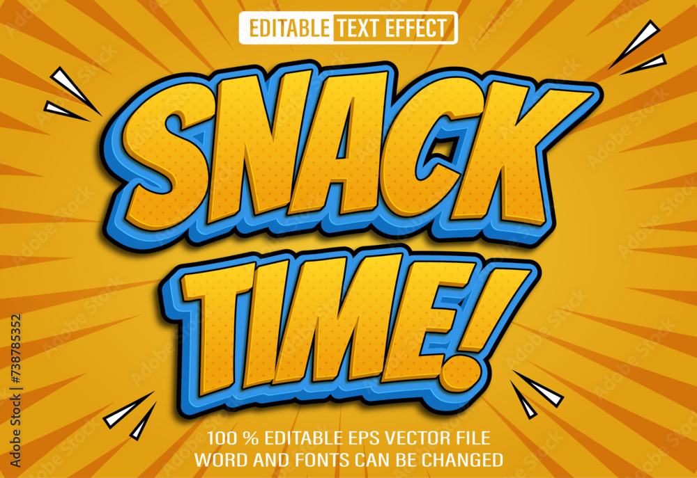 Editable 3d text style effect - Snack Time Funny Cartoon text effect ...