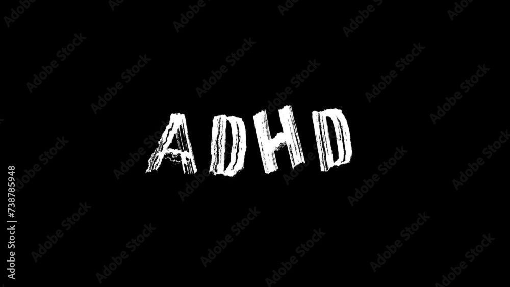 Animated typography, letters ADHD word doing random dynamic movement ...