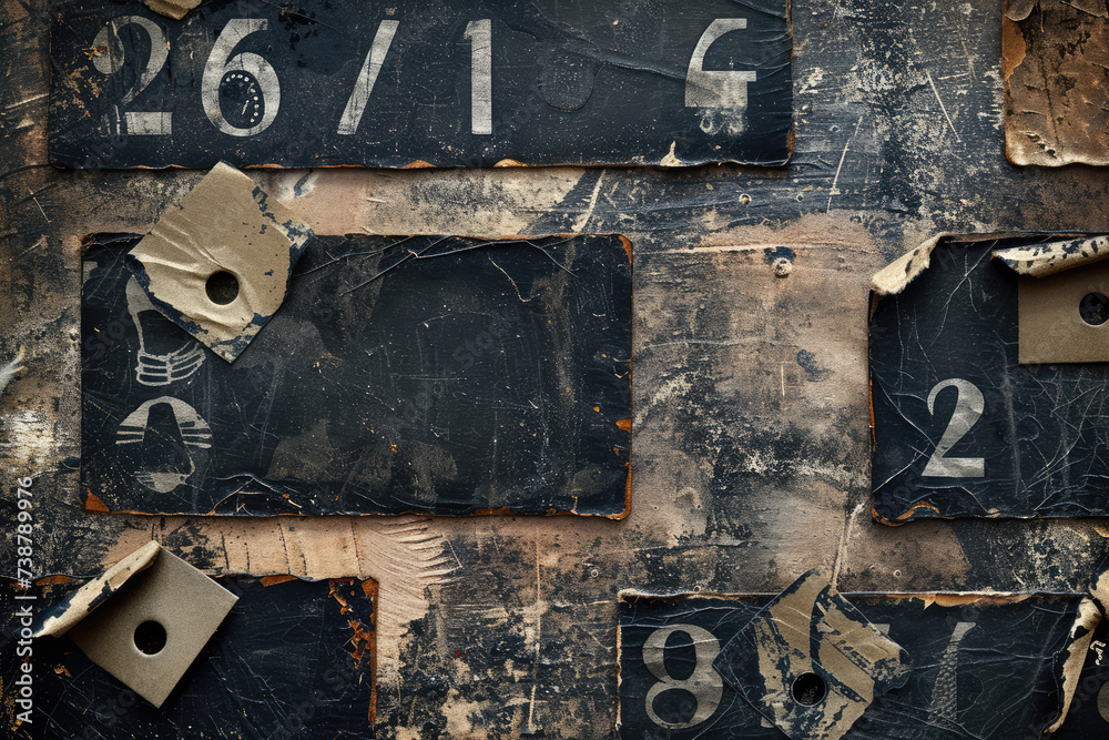 Scrapbook paper featuring large labels with random numbers and letters ...