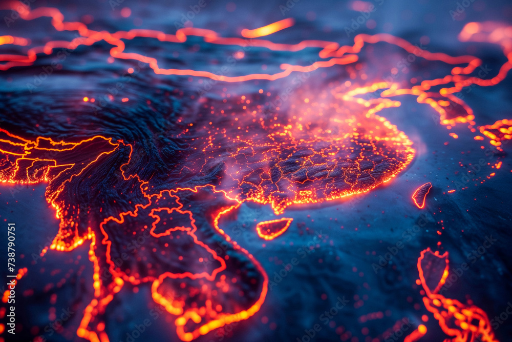 Volcanic map of China and Asia Stock Photo | Adobe Stock
