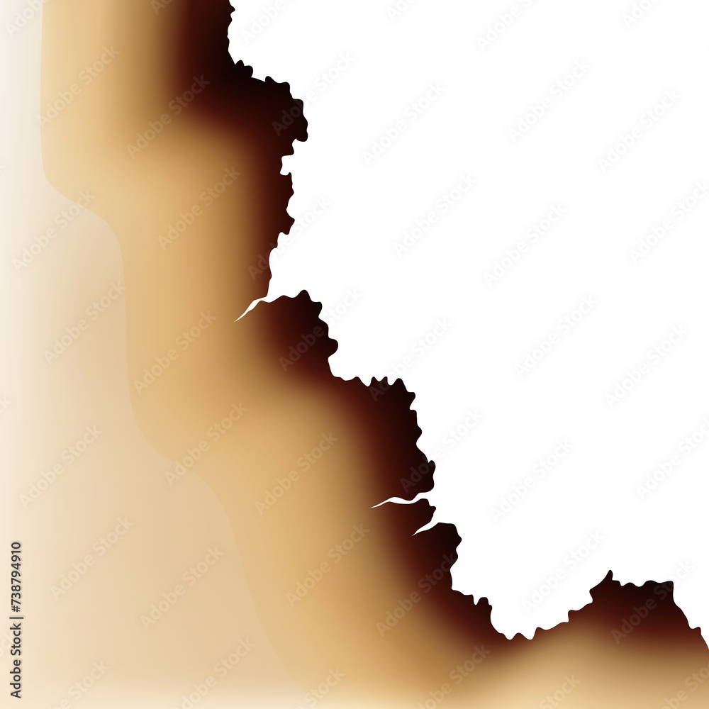 Burnt paper hole, page edges and corner. 3d with realistic fire flame ...