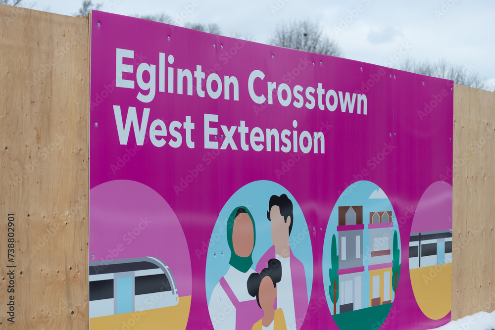 hoarding near construction site of Eglinton Crosstown West Extension ...