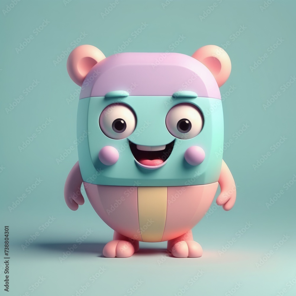 cute cartoon pink bear with smile. 3d cartoon character. 3d render cute ...
