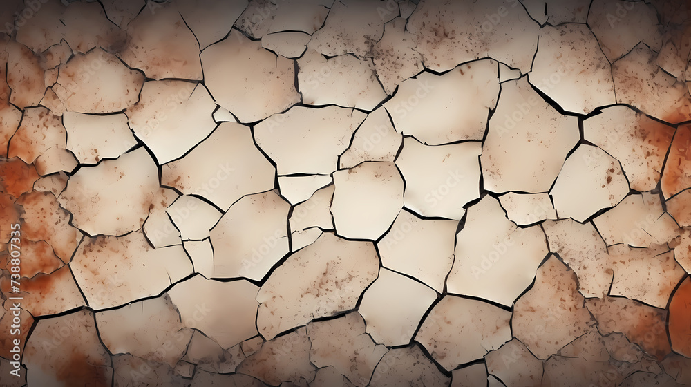 Ground cracking background, cracked land riddled with holes caused by ...