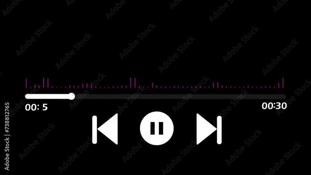 Black screen music player overlay template Video progress timeline bar ...