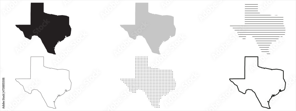Texas State Map Black. Texas map silhouette isolated on transparent ...