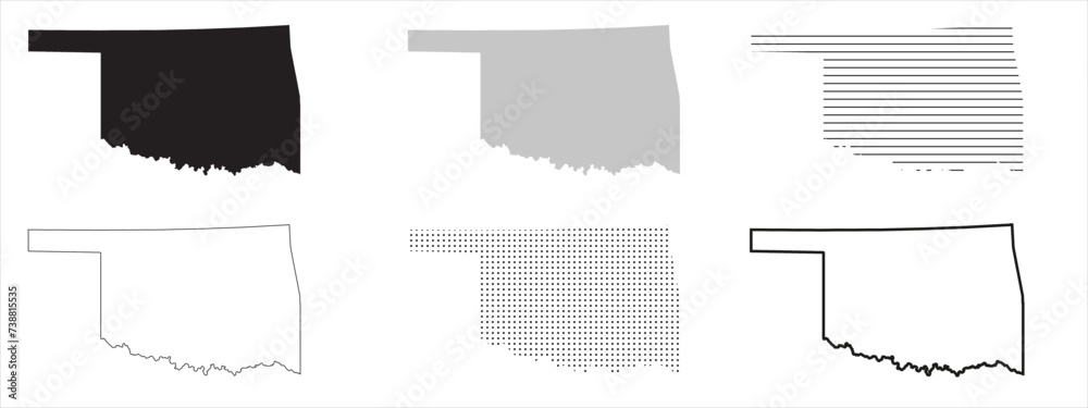 Oklahoma State Map Black. Oklahoma map silhouette isolated on ... Oklahoma State Map Black. Oklahoma map silhouette isolated on ...