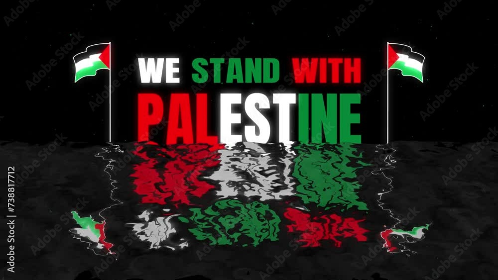 We Stand With Palestine Flag Text Intro and Outro motion graphic ...
